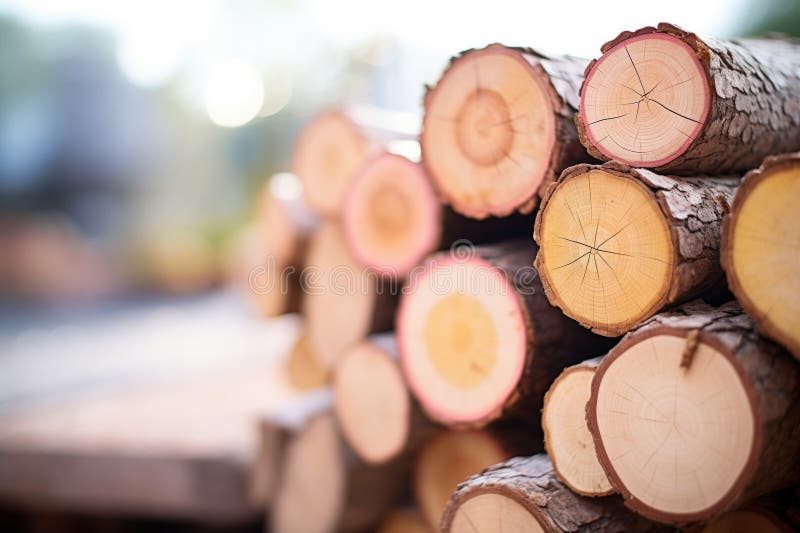 Close-up of Cedar Log Ends in a Circular Stack Stock Illustration ...