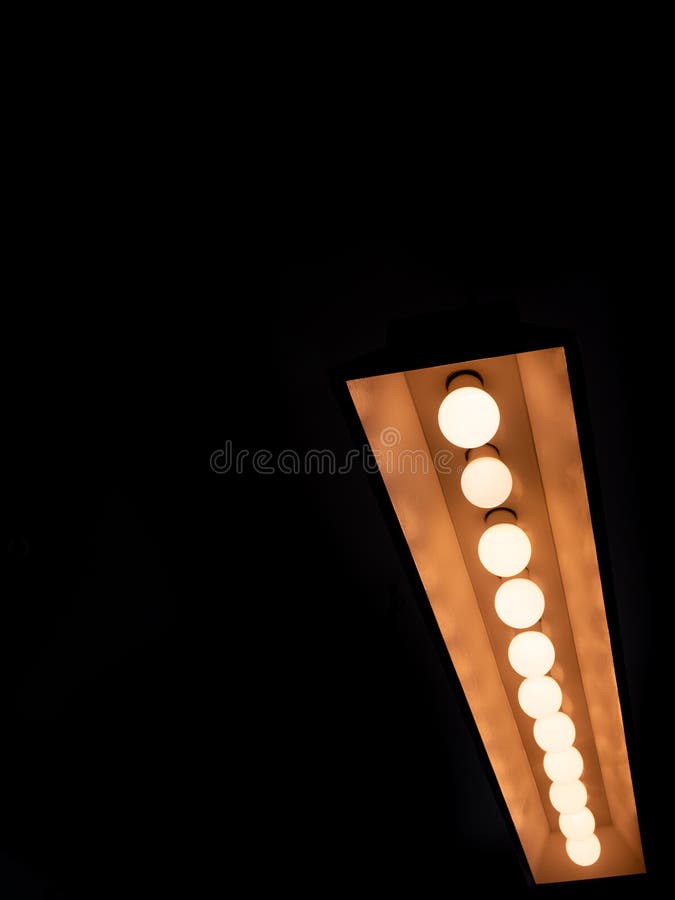 Close Up of Ceiling Lamp with a Row of Led Warm Lightn Stock Image ...