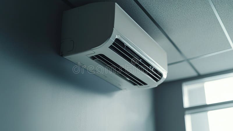 Close-up of a Ceiling-mounted Air Conditioner Unit in a Modern Office ...