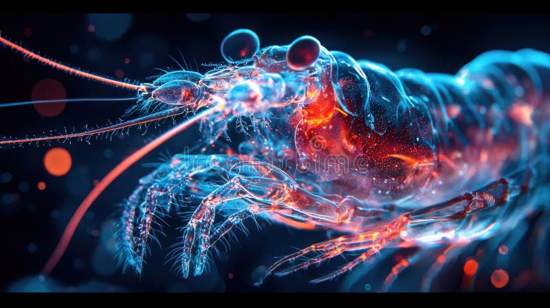 Close Up of a Cell Featuring a Distinct Red and Blue Pattern Under ...