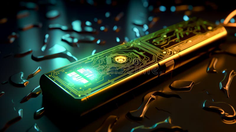 Close Up of Cell Phone with Green Light on Top of it. Generative AI ...