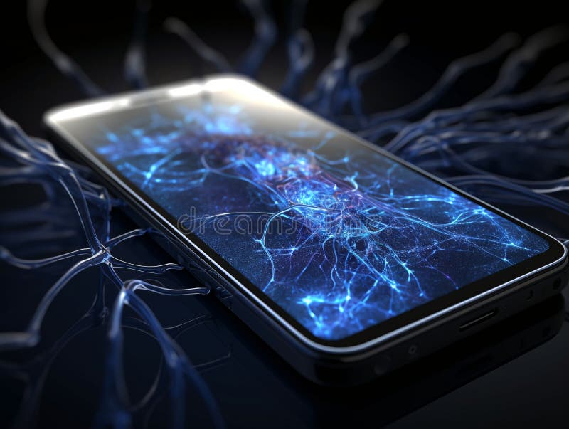 A Close-up of a Cell Phone Showing Lightning and Electrical Discharges ...
