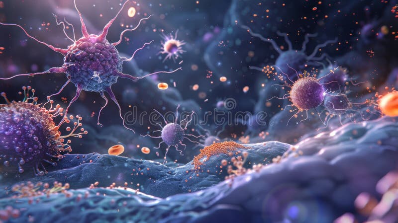 Close-up of a Cell Round and Blue with a Smooth Surface. it Has Various ...