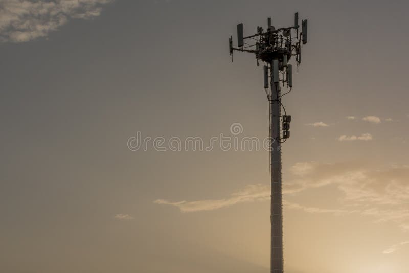 Close Up of Cellphone Tower at Sunset Stock Photo - Image of antenna ...