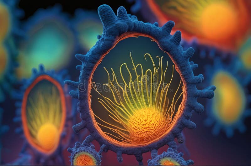 A Close-up of Cells or Bacteria, a Microscopic Photo Stock Illustration ...