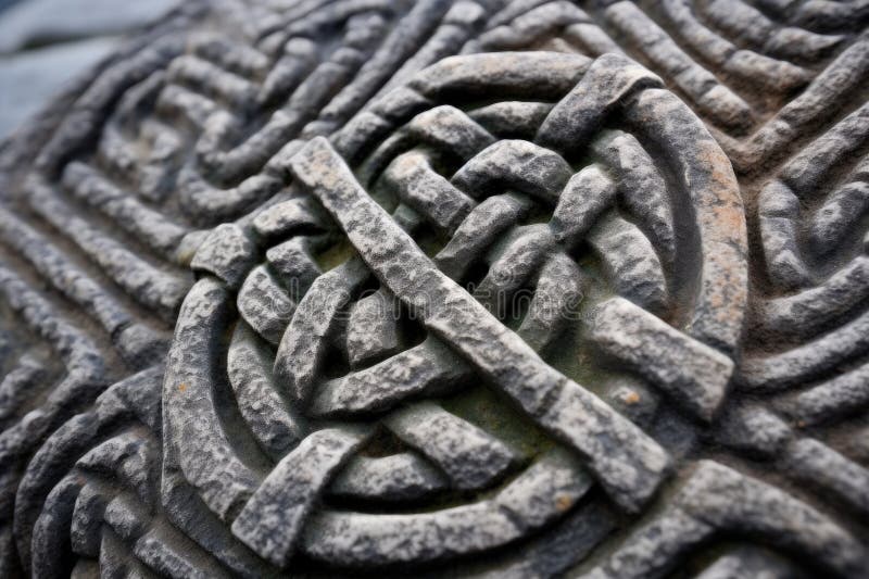 Close-up of Celtic Knot Patterns on a Stone Stock Illustration ...