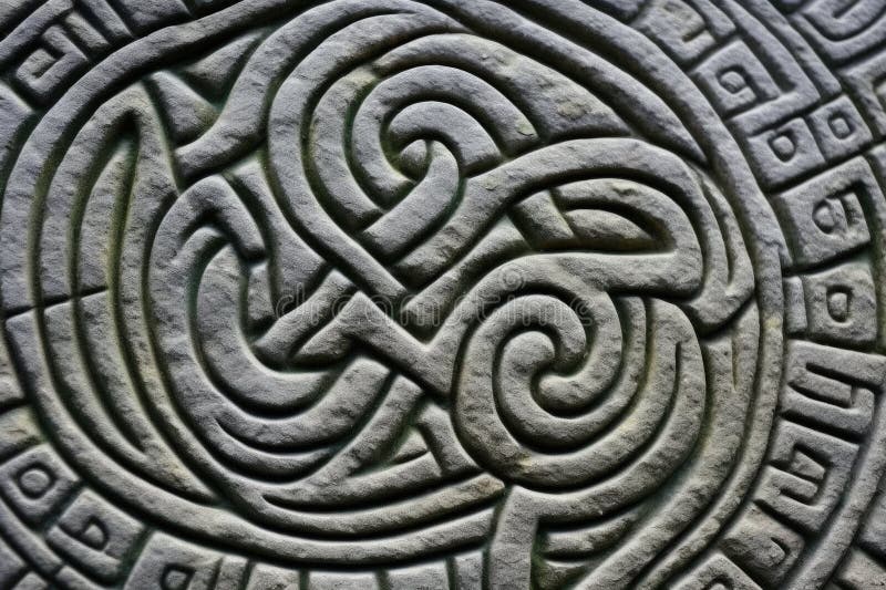 Close-up of Celtic Knot Patterns on a Stone Stock Illustration ...