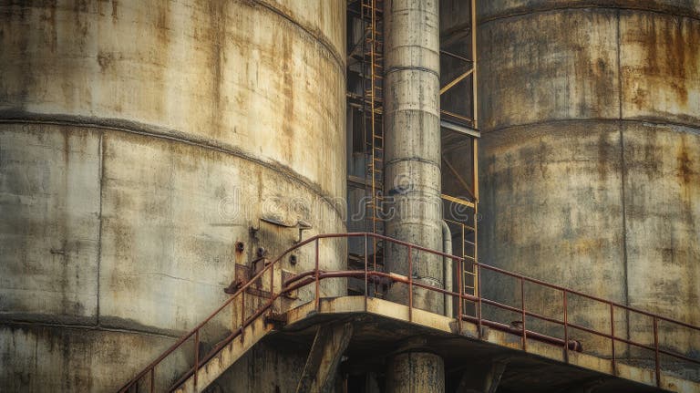 Industrial Cement Silo Structure Rusty Metal Industrial Architecture ...