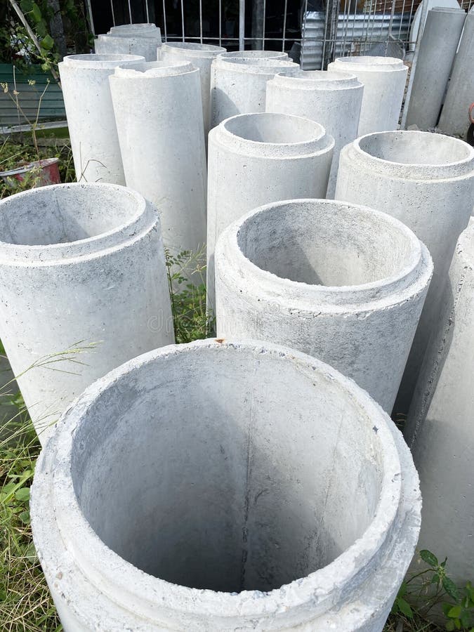 Cement Tube for Construction at Construction Site Stock Image - Image ...