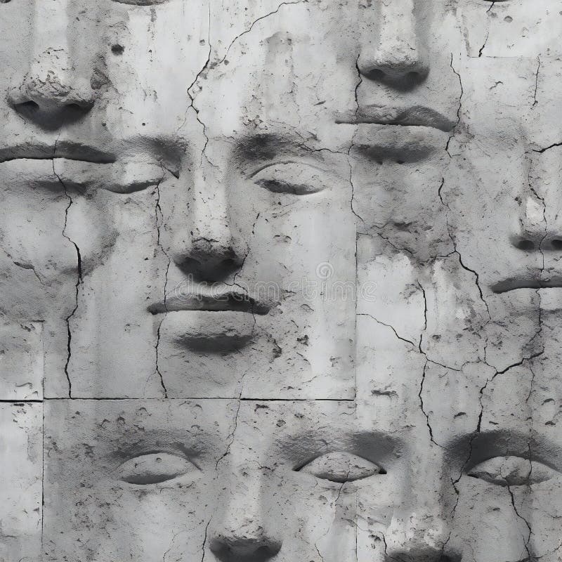 Close Up of a Cement Wall with the Face of a Man Stock Illustration ...