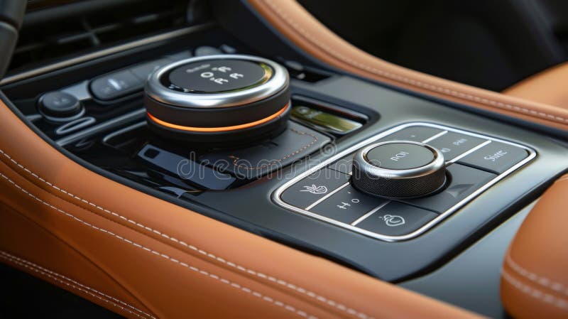 Close Up Center Console, Car Interior. Advanced Technology in ...
