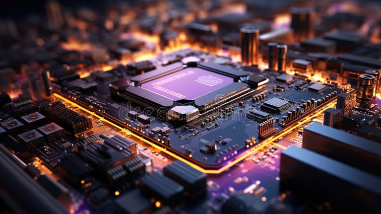 Close-up of a Central Processing Unit (CPU) on a Circuit Board, with ...