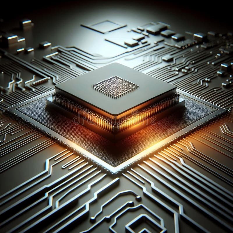 Close-up of a Central Processing Unit (CPU) on a Circuit Board, with ...