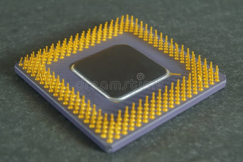 Close-up of a Central Processor of a Desktop Computer on a Dark Gray ...