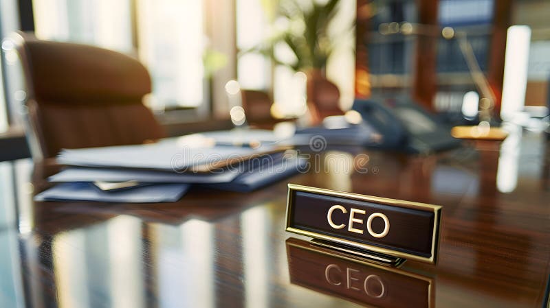 Close-up of CEO Nameplate on Office Desk Stock Photo - Image of ...