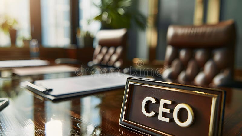 Close-up of CEO Nameplate on Office Desk Stock Photo - Image of ...