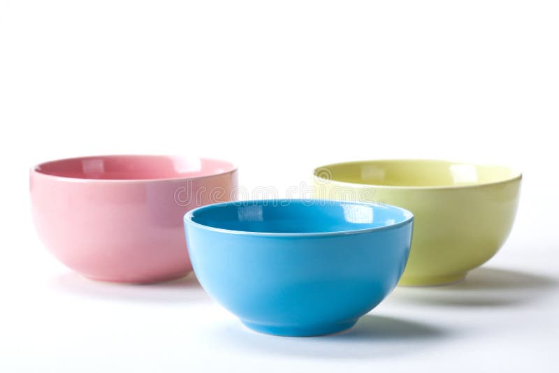 Close Up Ceramic Colorful Bowl Isolated on White Background Shoot in ...