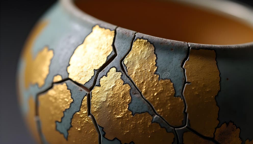 A Captivating Close-up Image of a Kintsugi-style Ceramic Piece ...