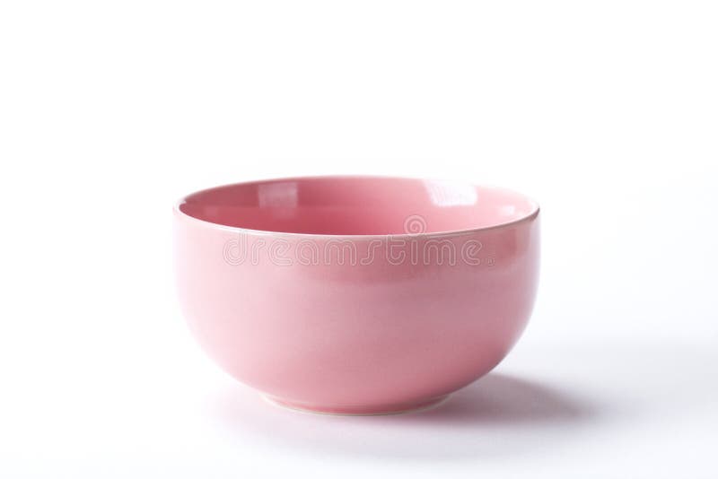 Close Up Ceramic Pink Bowl Isolated on White Background Shoot in the ...