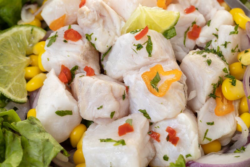 Close Up of Ceviche, Typical Seafood of Peruvian Cuisine Stock Image ...