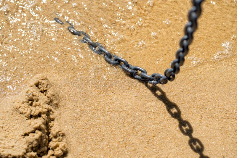 Close Up of an Chain on a Beach Stock Image - Image of england, rope ...
