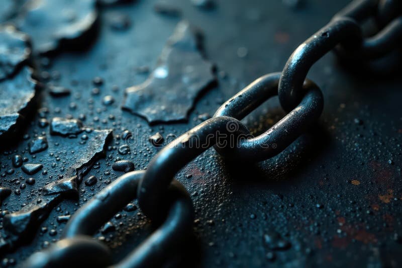 Close Up of Chain Link with Uneven Surface, Dramatic Shadows ...