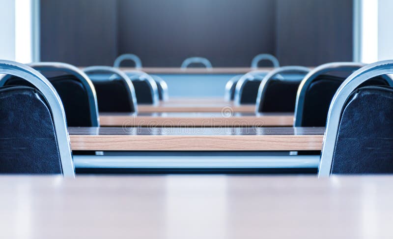 Close Up the Chair in in Seminar Room with a Speaker Table in the ...