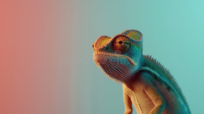 Close Up of Chameleon Looking Up Stock Illustration - Illustration of ...