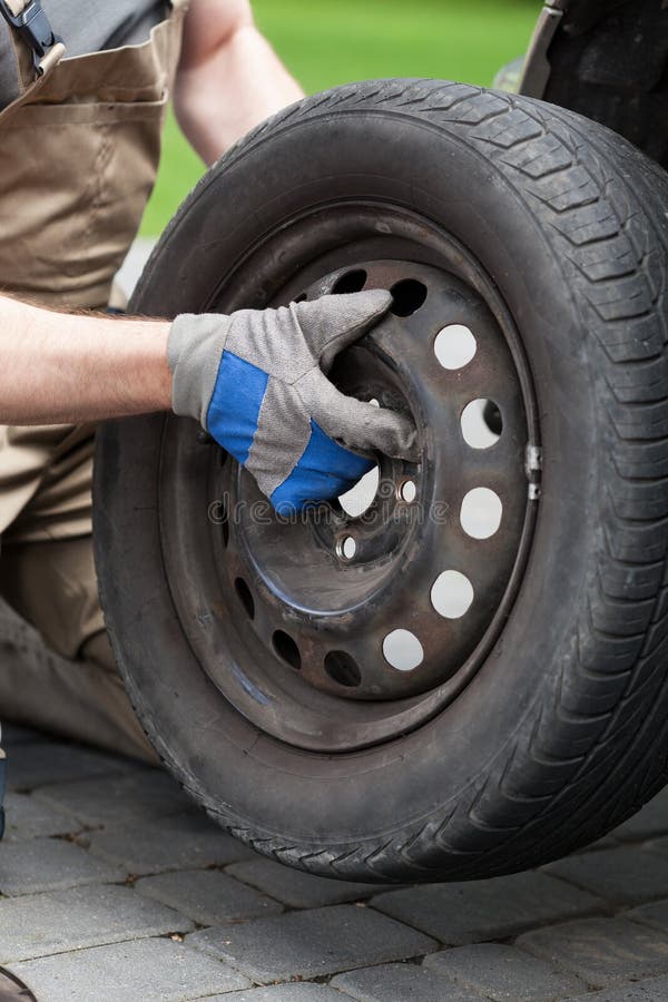 Close-up of a Changing a Car Wheel Stock Photo - Image of maintenance ...