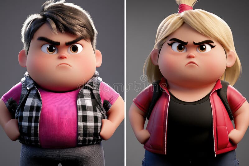Close-Up Chaos: Animated Characters Showing Fat and Thin ...