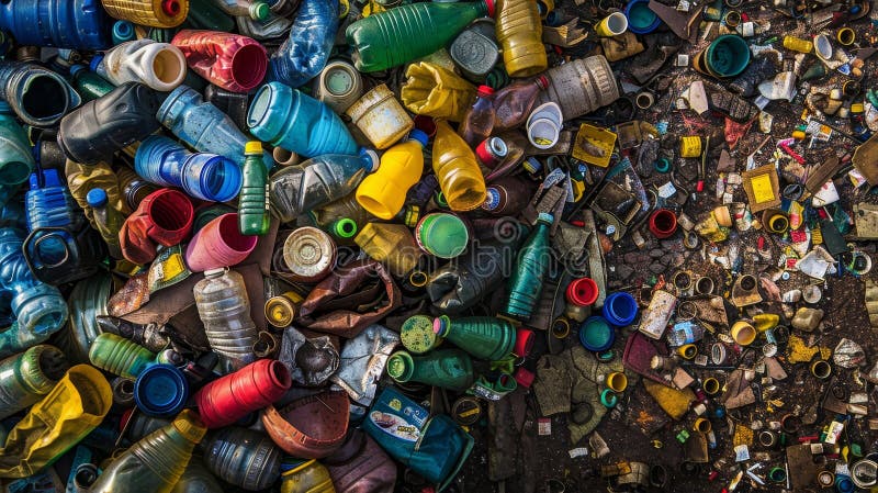 Close Up of a Chaotic Pile of Discarded Plastic Bottles and Recyclables ...