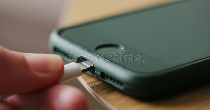 Close-up of the Charging Connection To Smartphone. Phone Charging Port ...