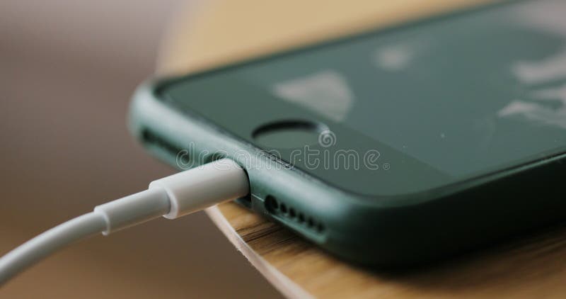 Close-up of the Charging Connection To Smartphone. Phone Charging Port ...