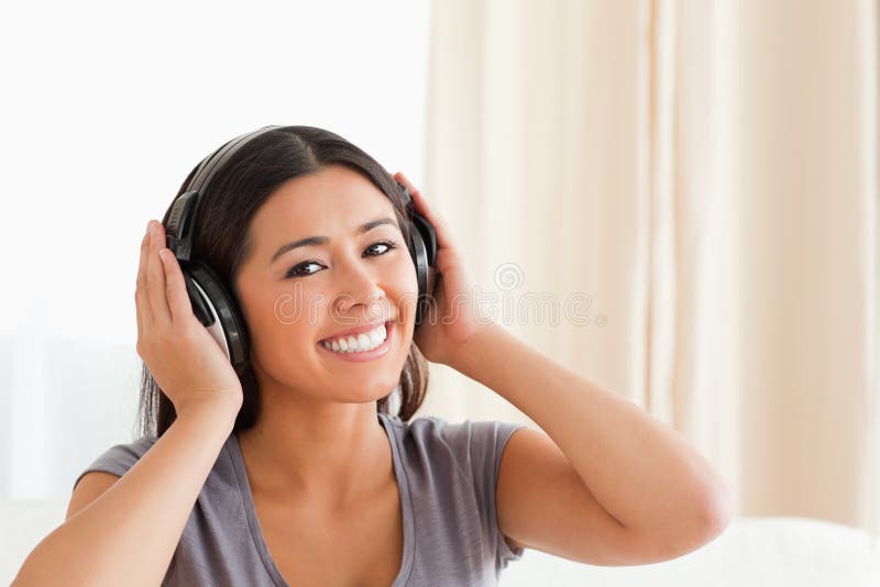 Close Up of a Charming Woman Stock Photo - Image of music, female: 20391620