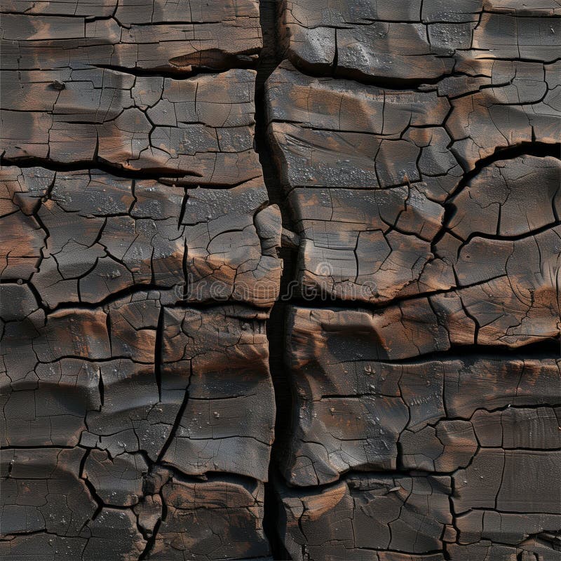 Charred Wood Texture with Deep Cracks and Burnt Surface Stock ...