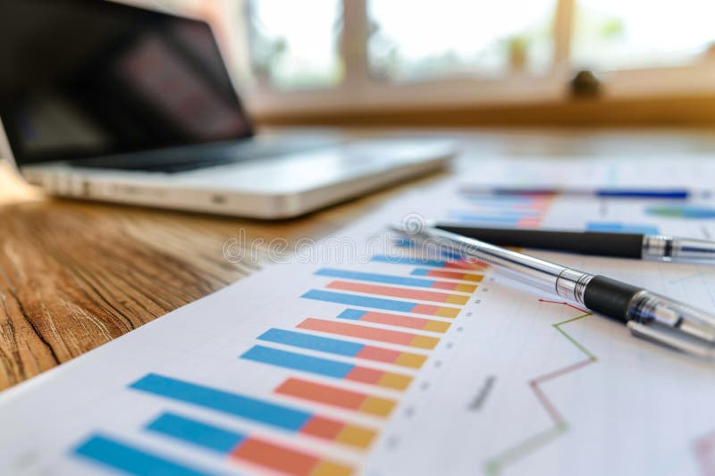 Close Up of a Chart with Pens Stock Illustration - Illustration of ...