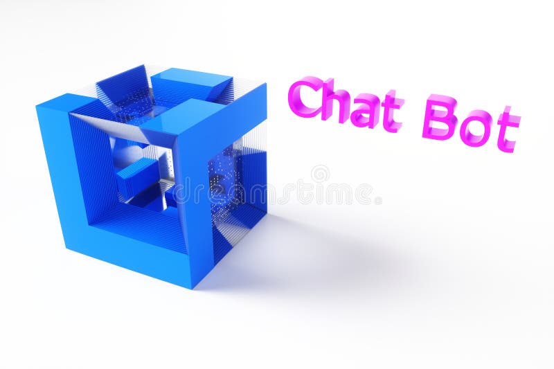 Close-up of a Chat Bot Concept in a Futuristic Cube on a White ...