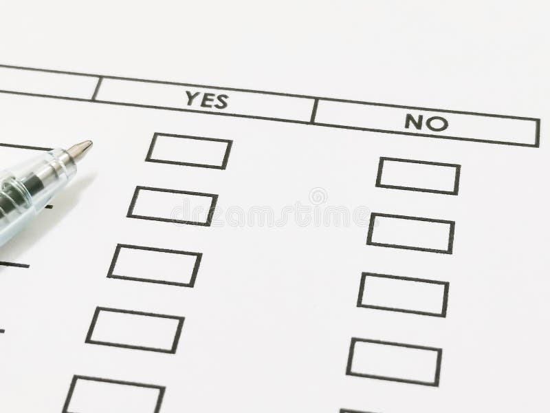 Close Up Check Box Yes and No. Questionnaire Concept Stock Photo ...