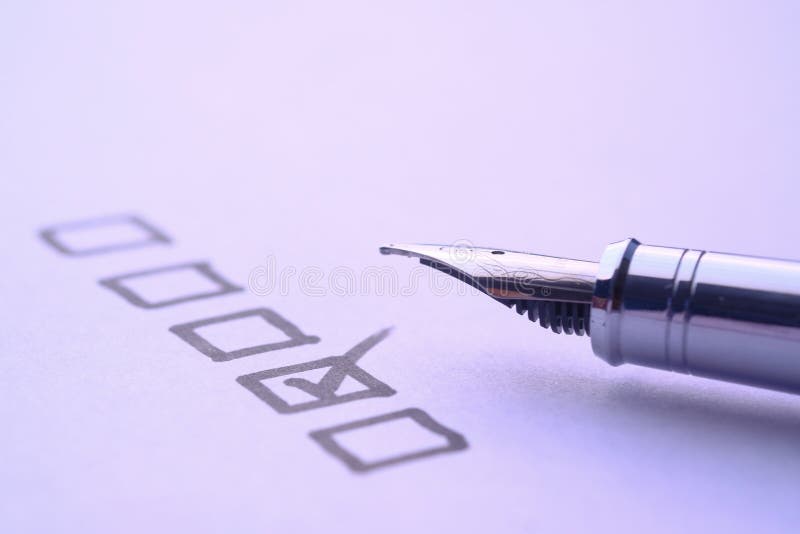 Close Up of Check Mark with Pen on Paper Stock Photo - Image of signs ...