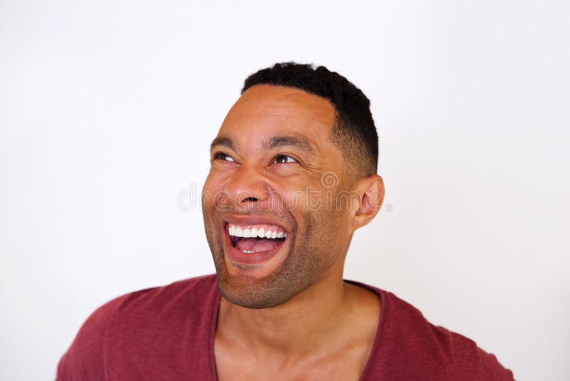 Close Up Cheerful Young African American Man Looking Away Stock Image ... Close Up Cheerful Young African American Man Looking Away Stock Image ...