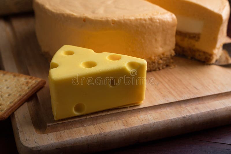 Close Up Cheese Cake on Wooden Table Stock Image - Image of dessert ...