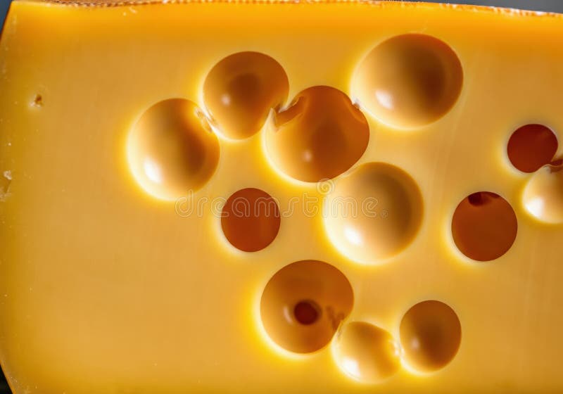 Close Up Cheese Slice Showcasing Its Unique Holes Texture Stock Photos ...