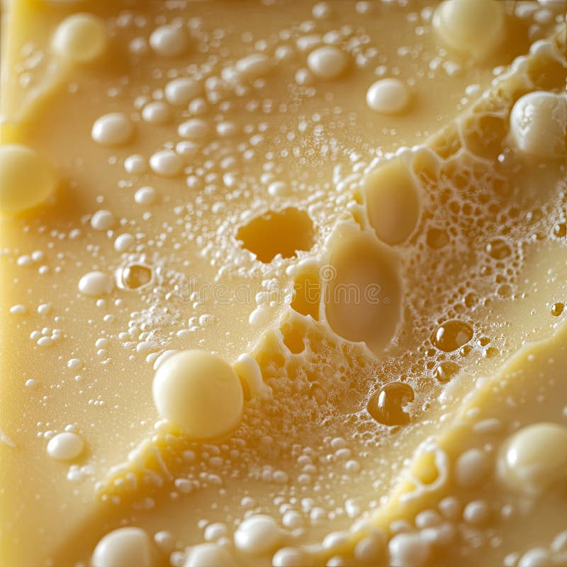 Close Up of Cheese Textures Showcasing Bubbles and Creamy Surface Stock ...