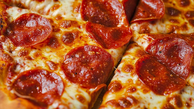 Close-Up of Cheesy Pepperoni Pizza, Created by Generative AI Stock ...