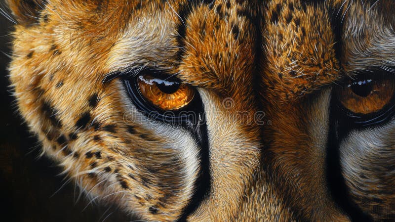 A Close-up of a Cheetah S Face with a Focused Eye Stock Illustration ...