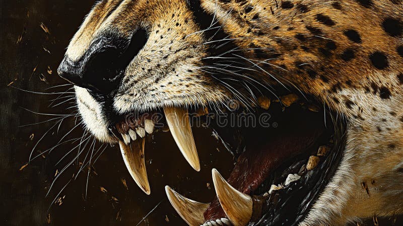Close-up of a Cheetah S Open Mouth, Revealing Sharp Teeth and Powerful ...