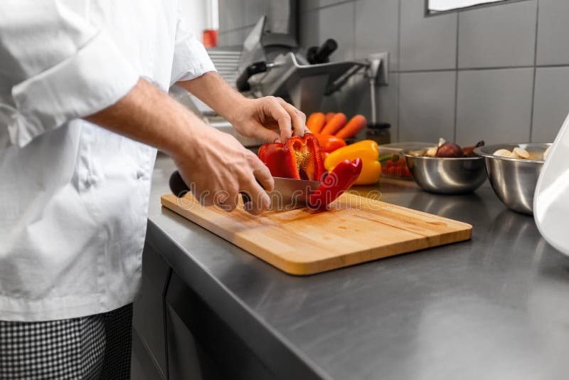 Close Up of Chef Cooking Food on Kitchen Stock Image - Image of cuisine ...