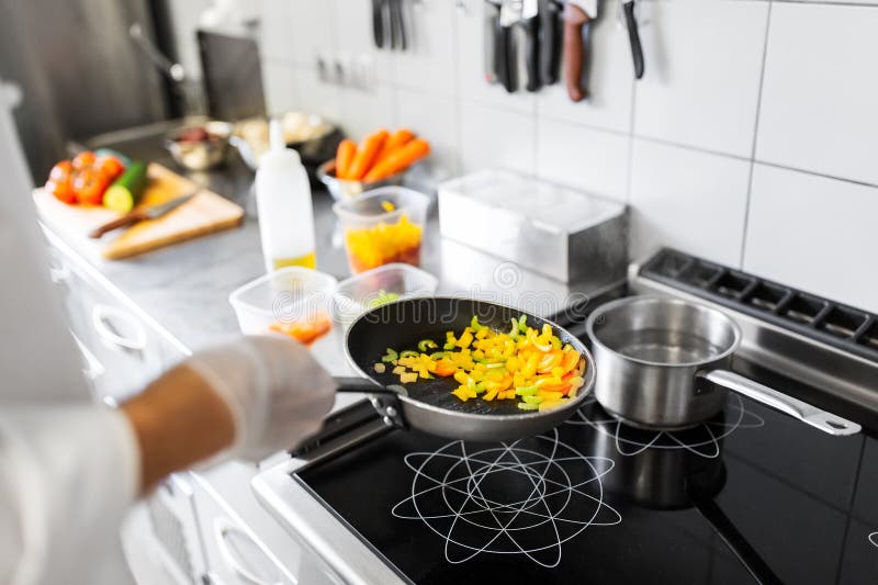 Close Up of Chef Cooking Food at Restaurant Stock Image - Image of ...