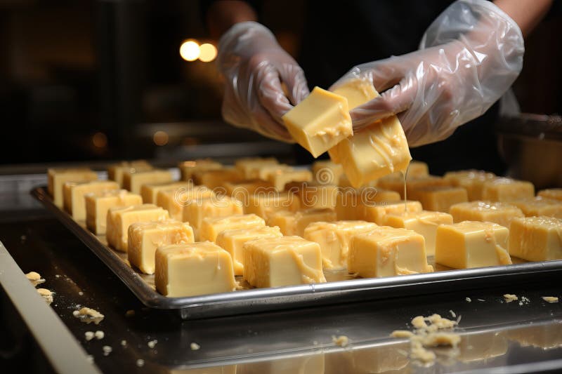 Close-up of a Chef Taking a Melted Piece of Cheese from a Large Pan ...