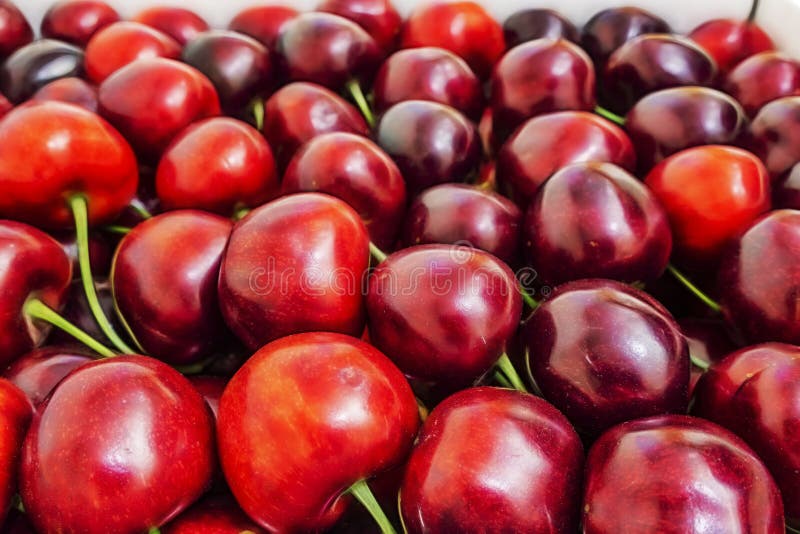 Close up cherries in a box stock image. Image of cherries - 188166427
